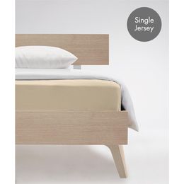 Spannbettlaken Fleuresse, B:120cm L:200cm, beige, Mako-Jersey, Obermaterial: 100% Baumwolle, Bettlaken, "Jenny C aus feinf&auml;digem Mako-Jersey", f&uuml;r