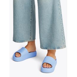 Tommy Jeans Damen Pantolette "TJW CHUNKY POOL SLIDE ESS", Gr. 39, blau, Synthetik, Schuhe, Plateau, Sommerschuh, Schlupfschuh, Bequemschuh,