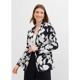 bonprix Blazer, schwarz, Gr.52, L&auml;ssiger Blazer mit modischem Print