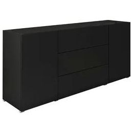 Sideboard Home Affaire "BERLIN", schwarz (graphitschwarz), B:150cm H:66,3cm T:39cm, Sideboards, Sideboard, Moderne grifflose Kommode Breite 150 cm, 4 Schubk&auml;sten/ 2 T&uuml;ren
