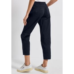 Street One Damen R&ouml;hrenhose, blau, Gr. 46, unifarben, Web, 97% Baumwolle, 3% Elasthan, Hosen, mit Elastikbund