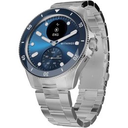 Withings Smartwatch "ScanWatch Nova 42mm, bis 35 Tage Akku, Wasserdicht bis 100 M", 16mm, blau, Smartwatches, luxuri&ouml;se Hybrid-Smartwatch mit