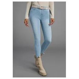 Skinny-fit-Jeans Arizona "Ultra Stretch", Damen, Gr. 42, N-Gr, blau (bleached), Denim/Jeans, Obermaterial: 63% Baumwolle, 32% Polyester, 5% Elasthan, skinny fit lang, Jeans, skinny-fit, betonte Taille, shaping-Effekt, high Waist