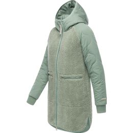 Ragwear Damen Fellimitatmantel "Longeddy", gr&uuml;n, Gr. L, Obermaterial 1: 100% Polyester. Obermaterial 2: 70% Polyester, 30% Nylon. Innenfutter: 100%