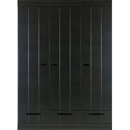 Kleiderschrank Woood, B:140cm H:195cm T:53cm, schwarz, Massivholz, Schlafzimmer, Schr&auml;nke, "Connect Garderobenschrank, Mehrzweckschrank mit