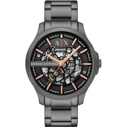 Armani Exchange Herren Automatikuhr, grau, Armbanduhren, Armbanduhr, Herrenuhr, Mechanische Uhr, Edelstahlarmband, analog