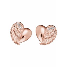 Engelsrufer Damen Paar Ohrstecker "Little magic HERZFL&Uuml;GEL", Silber 925 (Sterlingsilber), rosa, Silber 925 (Sterlingsilber), Ohrringe, mit Zirkonia