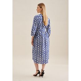 Seidensticker Damen Sommerkleid "Schwarze Rose", blau, Gr. 34, bedruckt, 100% Leinen, Kleider, 3/4 Kragen Druck