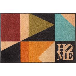 Fu&szlig;matte, B:50cm H:7mm L:75cm, bunt, wash+dry by Kleen-Tex, Polyamid, Au&szlig;enbereich, Teppiche, "Retro Shapes"