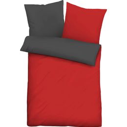 Bettw&auml;sche, rot, CASTELL - MARKENBETTW&Auml;SCHE, Microfaser, Obermaterial: 100% Polyester, Bettw&auml;sche, "0560500", Microfaser-Satin,2 teilig,
