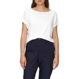 s.Oliver Damen T-Shirt, wei&szlig;, Gr. 38, unifarben, Jersey, Obermaterial: 95% Viskose, 5% Elasthan, Shirts, mit Markenlabel