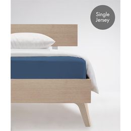 Spannbettlaken Fleuresse, L:200cm, blau, Mako-Jersey, Obermaterial: 100% Baumwolle, Bettlaken, "Jenny C aus feinf&auml;digem Mako-Jersey", f&uuml;r Matratzen