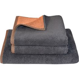Handtuch Set Dyckhoff, rosa, Walkfrottier, Obermaterial: 100% Baumwolle, Handtuch-Sets, "Golden Shades Rhomb", 2 Handt&uuml;cher (50x100cm), 1 Duschtuch
