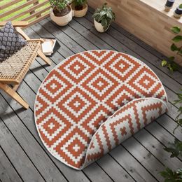 Teppich OTTO HOME, H:5mm &Oslash;:120cm, orange, Kunstfaser, Wohnzimmer, Teppiche, "Ronda Wendeteppich", Sisal-Optik, Flachgewebe, In- und Outdoor,