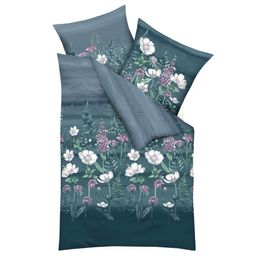 Bettw&auml;sche Kaeppel, blau, Mako-Satin, Obermaterial: 100% Baumwolle, Bettw&auml;sche, "Moody Floral"