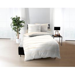 Wendebettw&auml;sche Kaeppel, beige, Mako-Satin, Obermaterial: 100% Baumwolle, Bettw&auml;sche, "MOTION 100% gek&auml;mmte Baumwolle", mit feinen Wellenlinien,