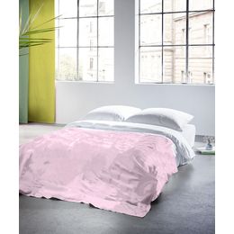 Plaid Fleuresse, B:180cm L:270cm, rosa, Baumwolle, Leinen, Wohndecken, "Plaid", Halbleinen, in Gr. 180x270 cm, Plaid