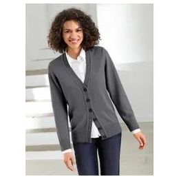 Strickjacke Casual Looks, Damen, Gr. 38, grau (grau, meliert), 50% Baumwolle, 50% Polyacryl, unifarben, figurumspielend, Strickjacken Strickjacke