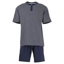 Shorty Tom Tailor "Nebraska", Herren, Gr. 52L, blau (blau, dunkel, ringel), Single Jersey, Obermaterial: 100% Baumwolle, gestreift, unifarben, bequem kurz, Rundhals, Homewear-Sets Shorty, Streifendesign, Kurzarm, Rundhalsausschnitt, kurze Hose, atmungsaktiv