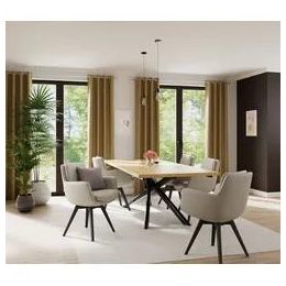 Vorhang HOMING "Katta" Gr. 1, gelb (safran), B:140cm H:245cm, Baumwolle, Leinen, Polyacryl, Polyester, Gardinen, Vorhang Katta