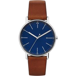 Skagen Damen Quarzuhr "SIGNATUR", braun, Armbanduhren, Armbanduhr, Herrenuhr, Damenuhr, Leuchtzeiger, Lederarmband