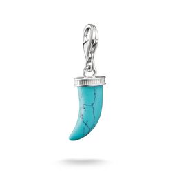 Thomas Sabo Damen Charm-Einh&auml;nger "Zahn-Charm - Original", blau, Silber 925 (recycelt), Charms, mit T&uuml;rkis-Imitat oder Obsidian