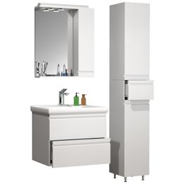 Waschtisch Vcm, B:60cm T:46cm, wei&szlig;, Badezimmer, Waschtische, "4-tlg. Waschplatz Waschtisch Schubladen Silora L"