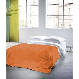 Plaid Fleuresse, B:180cm L:270cm, orange, Baumwolle, Leinen, Wohndecken, "Plaid", Halbleinen, in Gr. 180x270 cm, Plaid