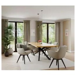 Gardine HOMING "Neta" Gr. 1, gr&uuml;n (goldfarben, petrol), B:140cm H:245cm, Wirkware, Polyester, Gardinen, Gardine, Netzstuktur, Wohnzimmer, K&uuml;che, Schlafzimmer