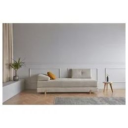 Stapelliege INNOVATION LIVING TM "Sigmund 579 Indu, Breite 200, Tiefe 80cm, F&uuml;&szlig;e Eichenholz lackiert", braun (hellbraun, hellbraun), B:80cm H:82cm L:200cm, Daybetten, Daybed mit zwei Federkernmatratzen, Fu&szlig;teil Eiche natur