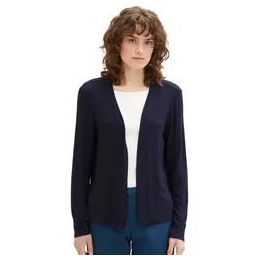 Cardigan Tom Tailor, Damen, Gr. XS (34), blau (dunkelblau), Strick, Obermaterial: 98% Viskose, 2% Elasthan, unifarben, l&auml;ssig geschnitten h&uuml;ftbedeckend, Rundhals, Strickjacken, ohne Verschluss