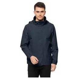 Regenjacke Jack Wolfskin "STORMY POINT 2L JKT M", Herren, Gr. XL, blau (dunkelblau), Web, Obermaterial: 100% Polyester, hoch geschlossener Ausschnitt, B&uuml;ndchen, Jacken Regenjacke