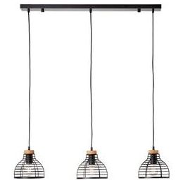 Brilliant Pendelleuchte "Avia", schwarz (schwarz, holz), 3, H: 120cm, 1 Stk., Leuchten, h&ouml;henverstellbar - dimmbar - 120cm H&ouml;he x 100cm Breite - E27 Fassung, Pendelleuchte