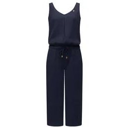Jumpsuit Ragwear "Suky", Damen, Gr. XL (42), Normalgr&ouml;&szlig;en, blau (marine), 80% Viskose, 20% Polyester, figurumspielend 7/8-L&auml;nge, V-Ausschnitt, angeschnitten,mit Umschlag, Overalls Jumpsuit, schicker, langer Damen Overall mit Tunnelzug