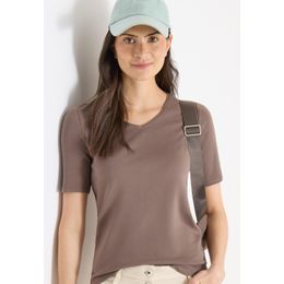 Cecil Damen T-Shirturban taupe, Gr. M, unifarben, Web, 100% Baumwolle, Shirts, Basic