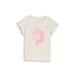 Tom Tailor M&auml;dchen T-Shirtwool wei&szlig;, Gr. 92, bedruckt, Jersey, Obermaterial: 100% Baumwolle, Shirts, mit Einhorn Print