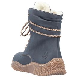 Rieker Damen Winterboots, Gr. 41, blau, Lederimitat, Schuhe, mit modischer Profillaufsohle
