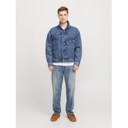 Jack & Jones JACK & JONES Herren Loose-fit-Jeans "JJIEDDIE JJORIGINAL MF 710", blau, Gr. 34, Abriebeffekte, Denim/Jeans, Obermaterial: 100% Baumwolle, Jeans