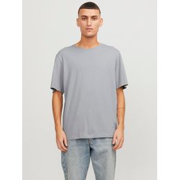 Jack & Jones JACK & JONES Herren Rundhalsshirt "JJEORGANIC BASIC TEE SS O-NECK NOOS", grau, Gr. L, unifarben, Single Jersey, Obermaterial: 100% Baumwolle, Shirts,