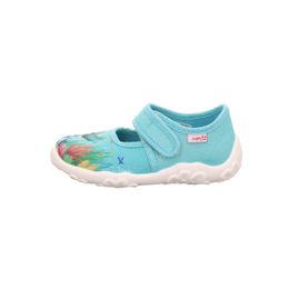 Superfit M&auml;dchen Hausschuh "BONNY WMS: mittel", Gr. 23t&uuml;rkis, Baumwolle, bedruckt, Schuhe, Klettschuh, mit Klettverschluss, Gr&ouml;&szlig;enschablone zum