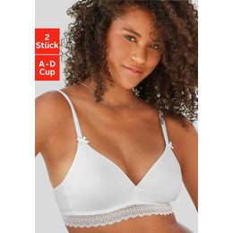 Damen Bralette-BH, PETITE FLEUR BY LASCANA, Gr. 75, schwarz-wei&szlig;, Jersey, Obermaterial: 80% Baumwolle, 10% Elasthan, 10% Polyamid, Basic, BHs, ohne