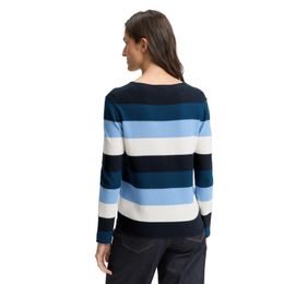 Tom Tailor Damen Strickpullover "Otto", blau, Gr. XXXL, gestreift, Strick, Obermaterial: 60% Baumwolle, 40% Viskose, Pullover, mit Viskose