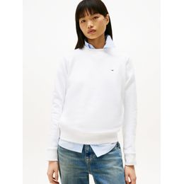 Tommy Jeans Damen Sweatshirt "TJW REG S FLAG CREW", wei&szlig;, Gr. S, unifarben, Sweatware, Obermaterial: 80% Baumwolle, 20% Polyester, Sweatshirts, mit