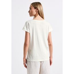 Street One Damen T-Shirt, wei&szlig;, Gr. 36, bedruckt, Web, 50% Baumwolle, 50% Modal, Shirts, mit Rundhalsausschnitt