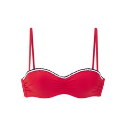s.Oliver Damen B&uuml;gel-Bandeau-Bikini-Top "Junis", rot, Gr. 42, kontrastfarbene Details, unifarben, Recycling-Polyamid, Bikini-Oberteile, mit
