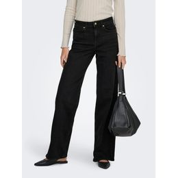 Only Damen Weite Jeans "ONLMADISON BLUSH HW WIDE DNM CRO099 NOOS", schwarz, Gr. M, unifarben, Denim/Jeans, Obermaterial: 82% Baumwolle, 16%