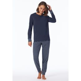 Damen Schlafanzug "Uncover Nightwear", uncover by Schiesser, Gr. 48, blau, Single Jersey, Obermaterial: 100% Baumwolle, Homewear-Sets,