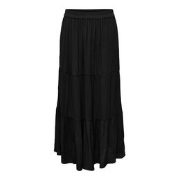 Only CARMAKOMA Damen Maxirock "CARMIKKA LONG SKIRT WVN NOOS"schwarz, Gr. M, unifarben, Web, Obermaterial: 100% Viskose, R&ouml;cke, mit Volant