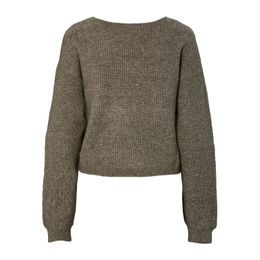 Pieces Damen Wickelpullover "PCSILLY LS REV WRAP KNIT NOOS BC", braun, Gr. M, meliert, unifarben, Strick, Obermaterial: 90% Polyester, 5% Wolle, 5%