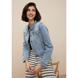 Tamaris Damen Jeansjackeblau bleache, Gr. 42, unifarben, Denim/Jeans, Obermaterial: 74% Baumwolle, 24% Polyester, 2% Elasthan, Jacken, aus